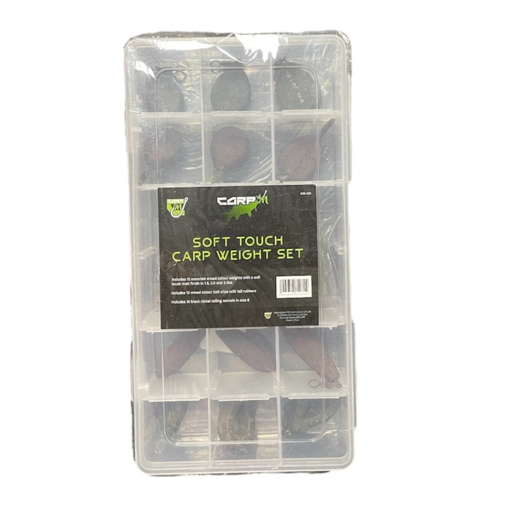 New CARP ON Soft Touch Boxed Carp Weight Set with bolt rigs and swivels ...